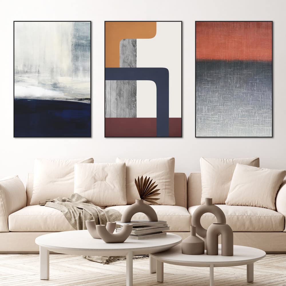 FCHUI Framed Canvas Wall Art Set, Minimalism Abstract Oil Painting Photo Modern Posters Prints Ready to Decor Hanging Living Room Bedroom Bathroom Office Home Wall Decor