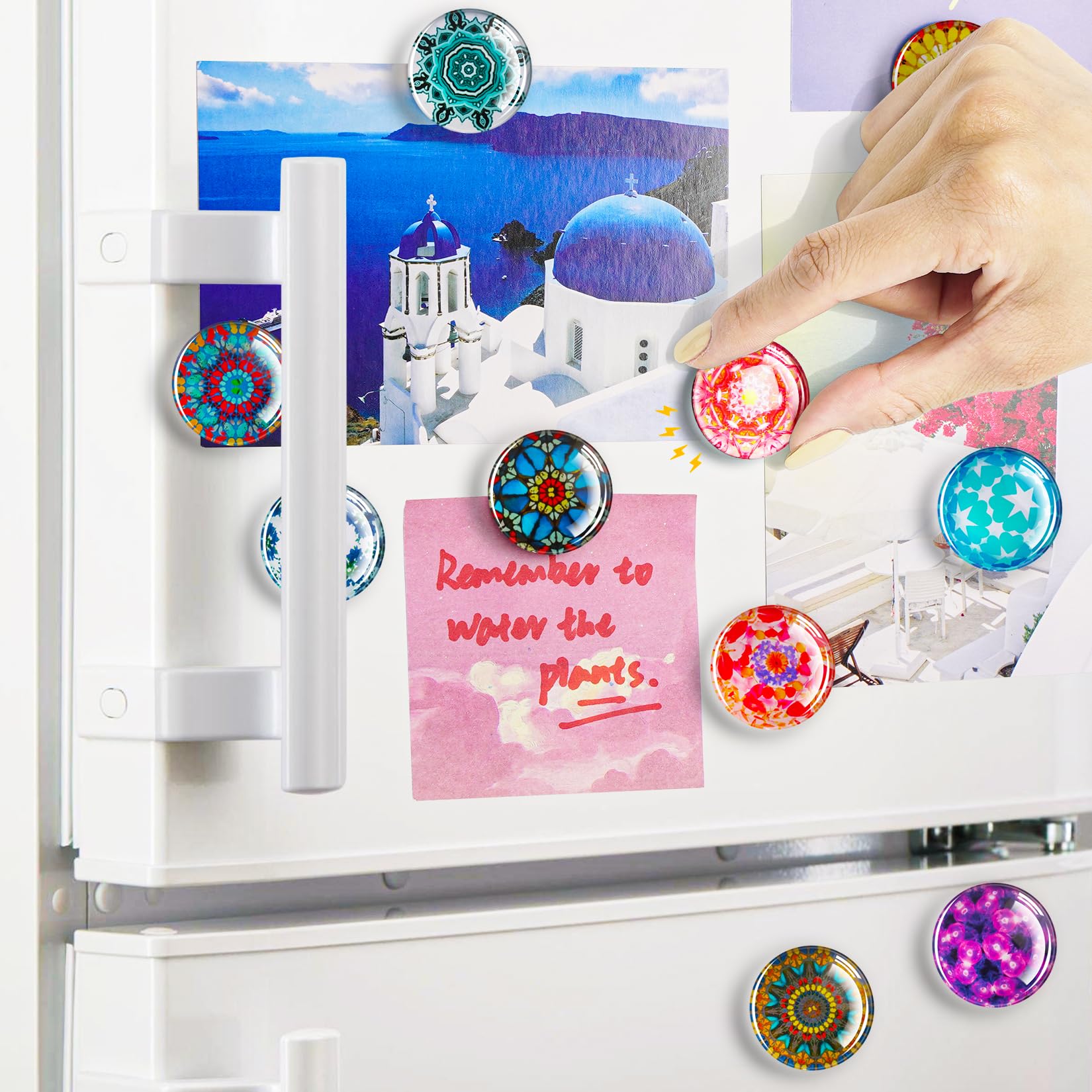 FINDMAG 12 Pcs Glass Fridge Magnets, Cute Fridge Magnet Sticker, Strong Refrigerator Magnets Heavy Duty, Small Magnets for Whiteboard, Classroom, Kitchen, Office, Home and Cabinet