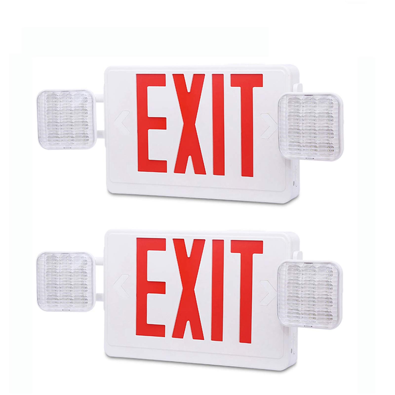 Exit Sign with Emergency Lights 2 Pack, SONATA LED Red Combo Exit Lights with Battery Backup, UL Certified, AC 120V/277V, Two Adjustable Head Emergency Exit Lights, Commercial Grade…