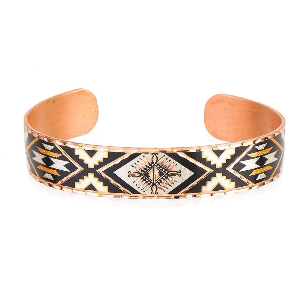 FRONT LINE JEWELRY Embrace Tradition: Native American Copper Bracelets with Sunburst Designs Adjustable Copper Cuff, Native Jewelry