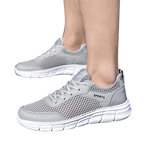 FASDNENDYS Fashion Summer Men Breathable Mesh Flat Elastic Casual Shoes Mens Sneaker Shoes Size 12 Grey