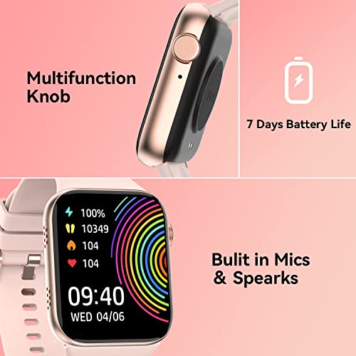 TaiSounds 2023 Upgrade Smart Watch (Answer/Make Call),1.95'' Display Smartwatch,Fitness Tracker with Multi Sport Modes,IP68 ,Step Calorie Counter,Sleep/Heart Rate Monitoring Watches,Rose Gold