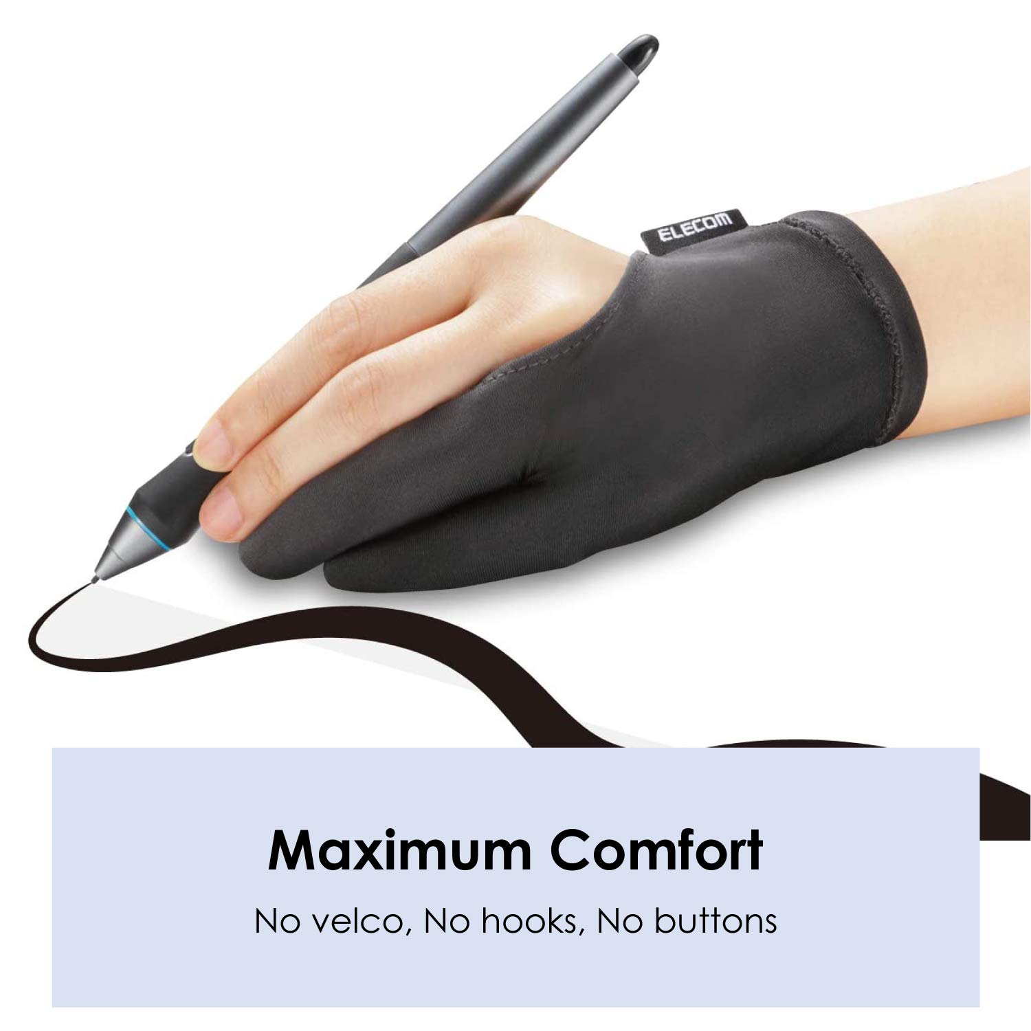 ELECOM Artist Gloves for Drawing Tablet for Left Hand or Right Hand with 2fingers 3.0inch -3.2inch TB-GV2M