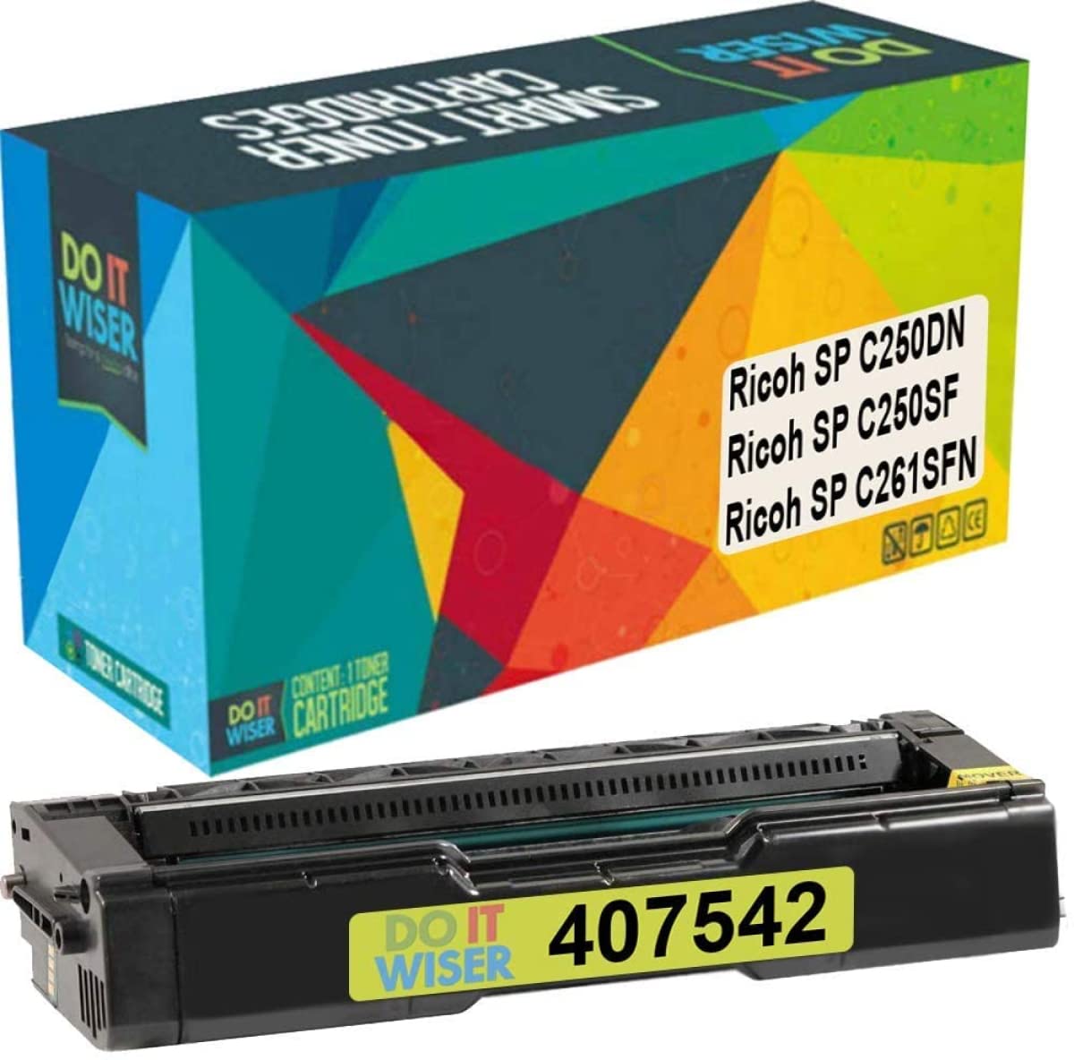 Do it Wiser Compatible Printer Toner Cartridge Replacement for Ricoh SP C250DN SP C250SF SP C261SFN | 407542 (Yellow)