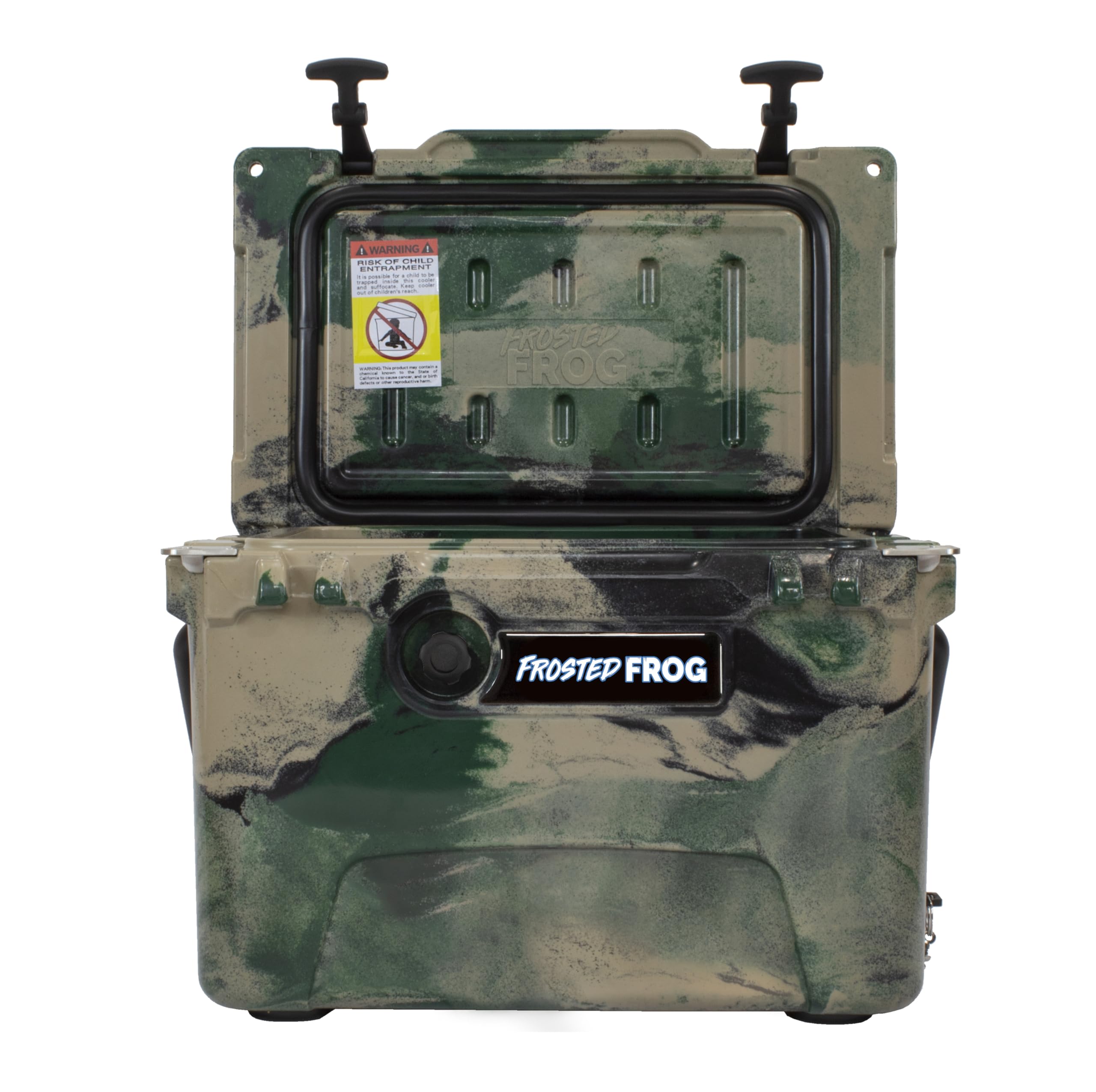 Frosted Frog Green Camo 20 Quart Ice Chest Heavy Duty High Performance Roto-Molded Commercial Grade Insulated Cooler