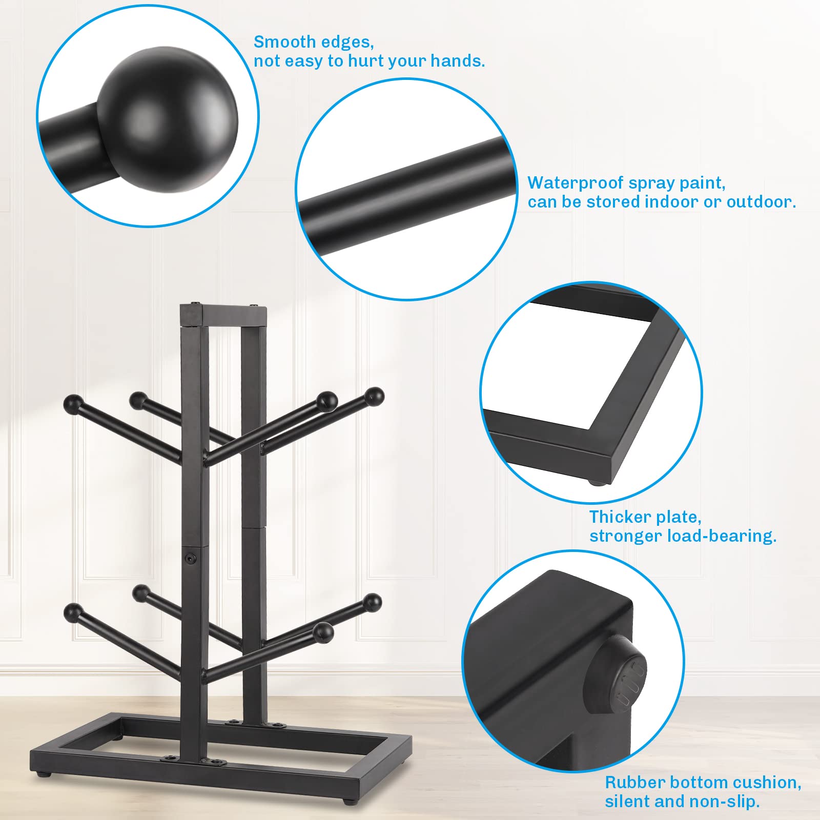 Fitlyiee Four-Layer Multipurpose Basketball Organizer Iron Ball Rack for Indoor Outdoor (Black)