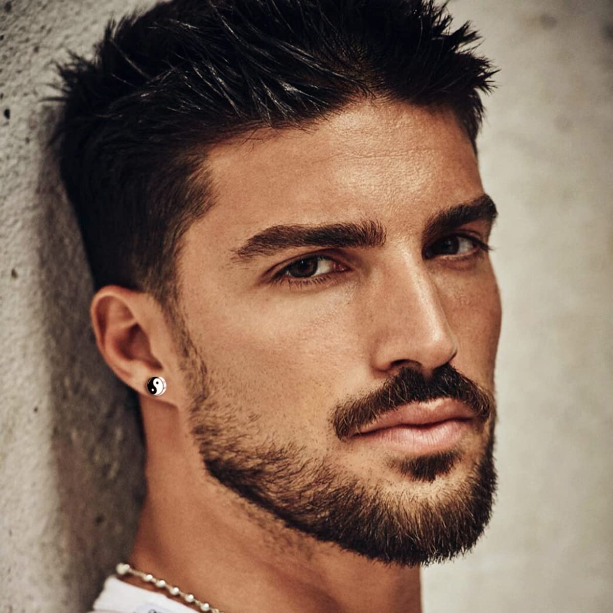GIFIKOI Stainless Steel Fake Gauge Stud Earrings for Men Back Earring Set Faux Ear Tunnel