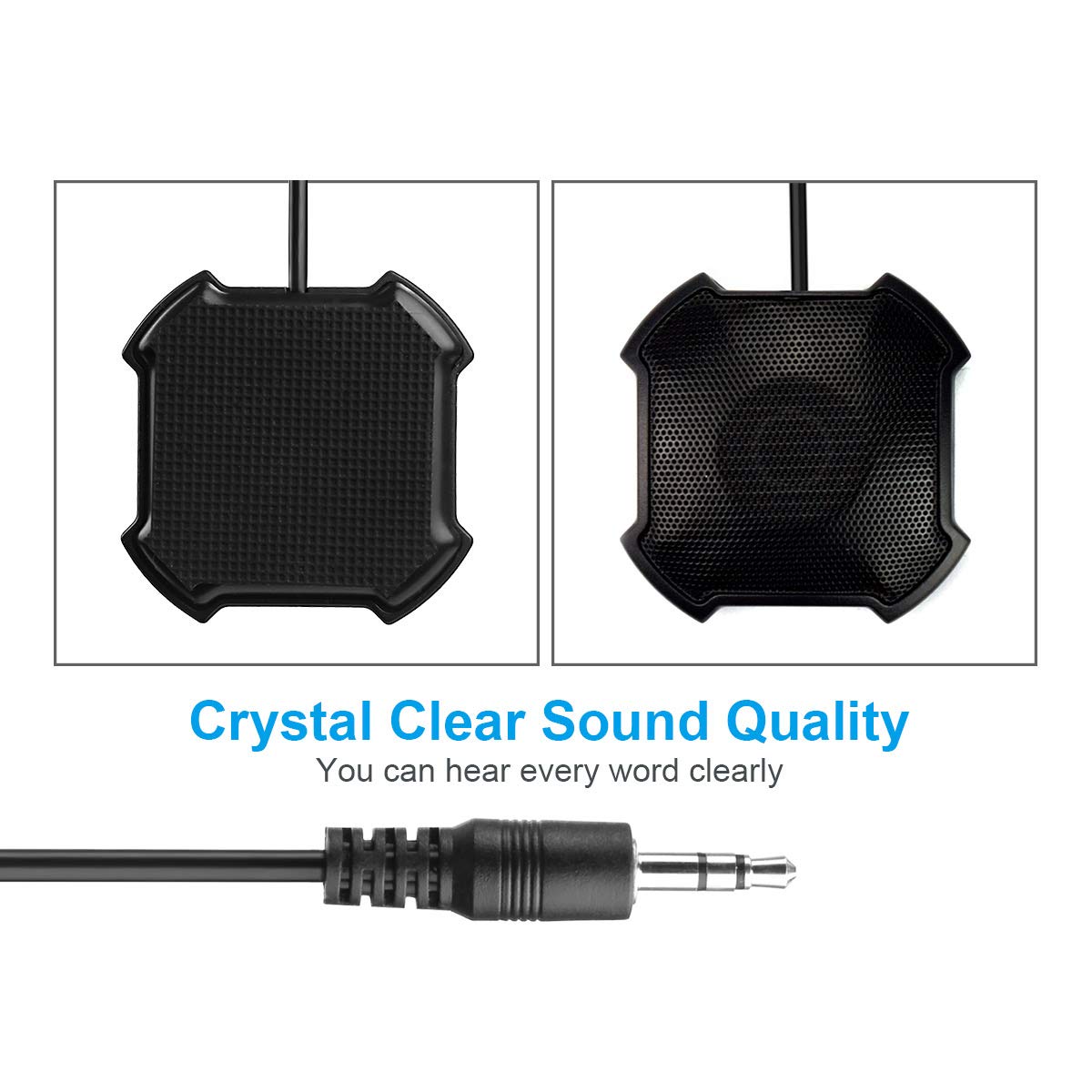 DricRoda Boundary Omnidirectional Condenser Microphone, 3.5mm Plug Stereo Desktop Mic Surface Mounted Mic for Teleconferencing, Meetings, Desktop Computer Use - Cord: 4.6ft, Size: 2 x 2 x 1 inch