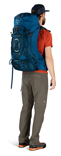Osprey Aether 65L Men's Backpacking Backpack, Deep Water Blue, S/M