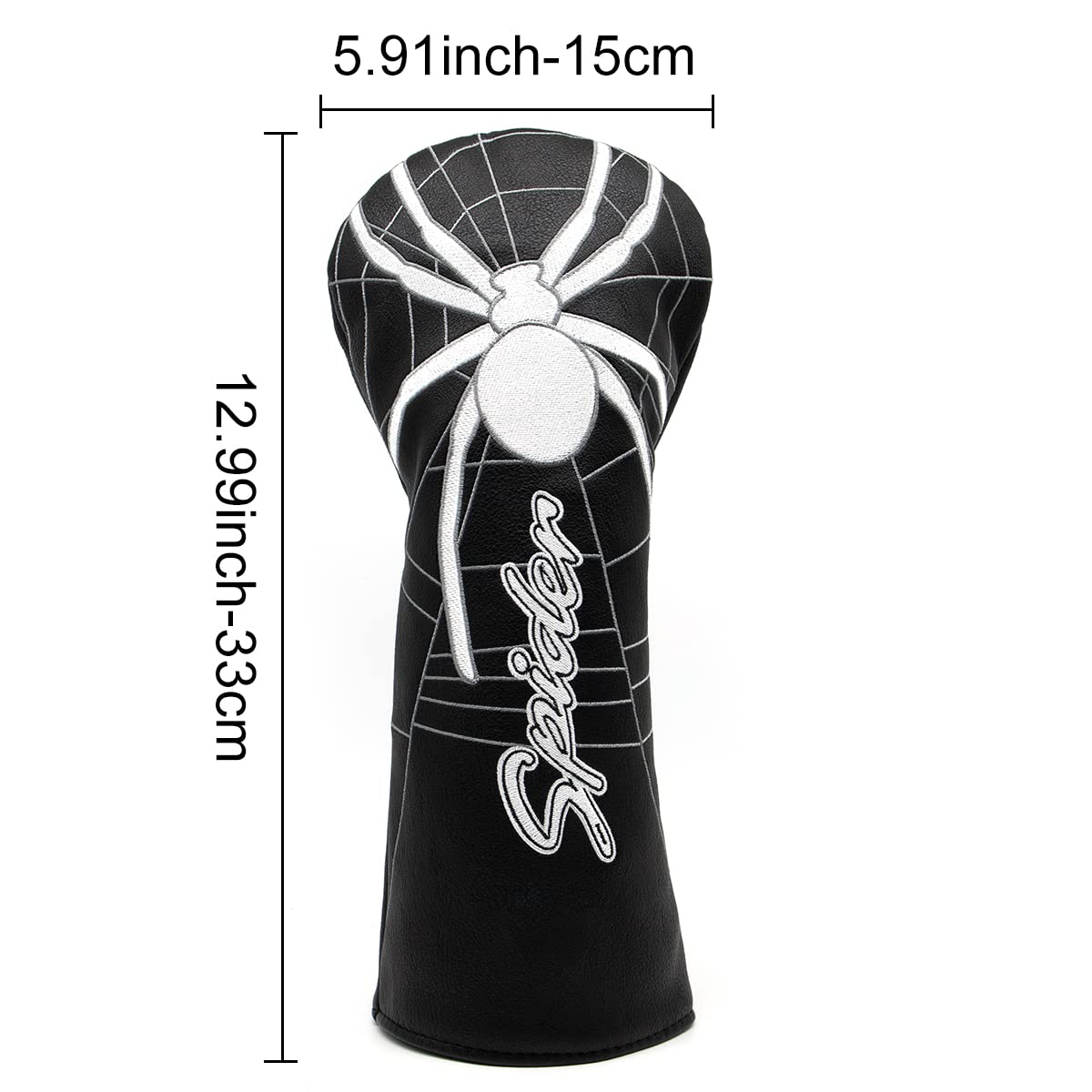 Golf Headcovers Golf Club Black Leather Spider Head Covers Set Fits Driver Fairway Wood Hybrid(UT with Number Tag (Driver)