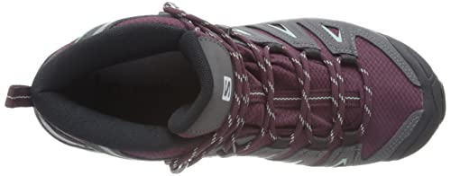 Salomon X Ultra Pioneer MID CLIMASALOMON Waterproof Hiking Boots for Women Trail Running Shoe, Wine Tasting/Magnet/Granite Green, 7.5