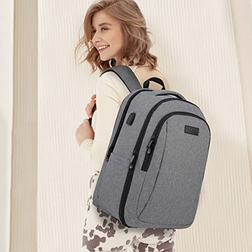 Lekakii Large Travel Backpack with Shoe Pouch, Waterproof Backpack for Traveling On Airplane, 40L Personal Item Travel Bag for Men Women Grey