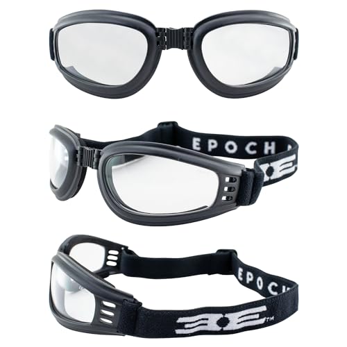 Epoch Eyewear Folding Padded Motorcycle Goggle with Clear Lens