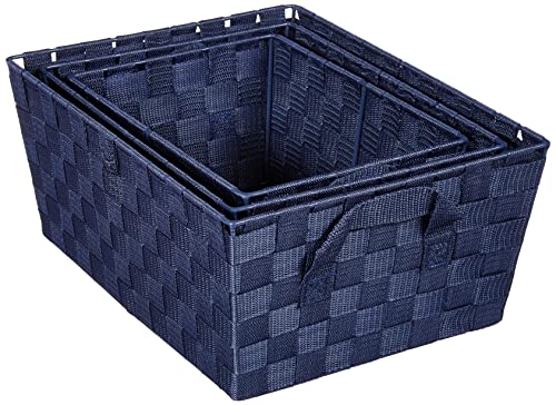 Whitmor Woven Strap Storage Baskets S/3-Navy