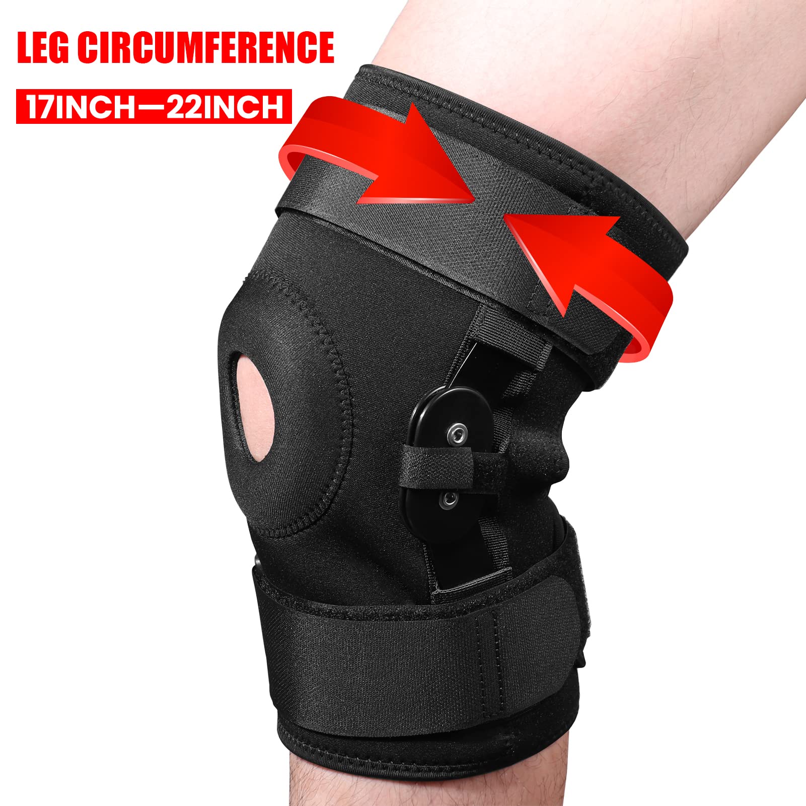 Facynos Knee Brace for Meniscus Tear - Plus Size Compression Knee Brace for Men Women With Side Stabilizers, Knee Support for Running, Tendon, Ligament, Athletic Injury. (Size, L)