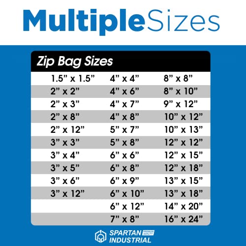 Spartan Industrial - 16β X 24β (100 Count) 2 Mil Clear Reclosable Zip Plastic Poly Bags with Resealable Lock Seal Zipper