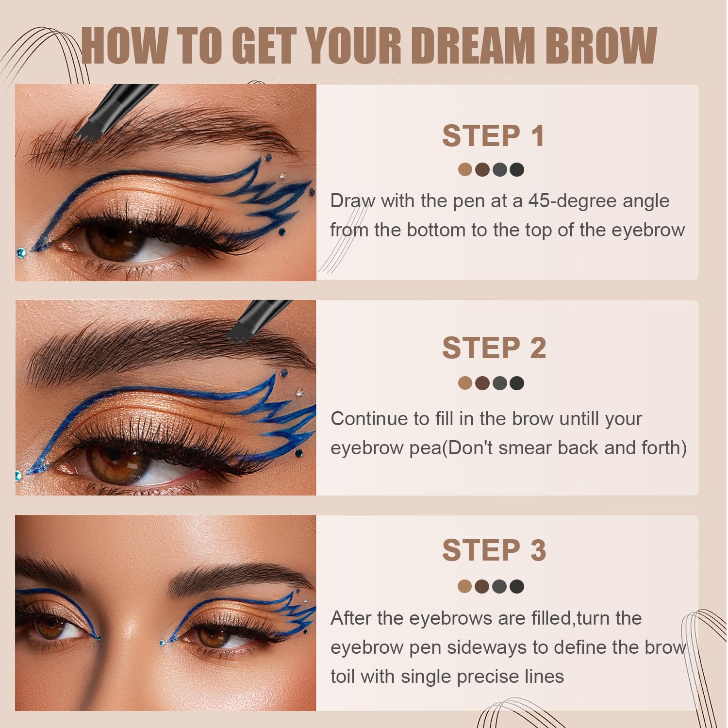 Eyebrow Pen - Microblading Eyebrow Pencil - Long Lasting Waterproof Eyebrow Pen with Micro-Fork Tip - Natural Looking and Stays on All Day