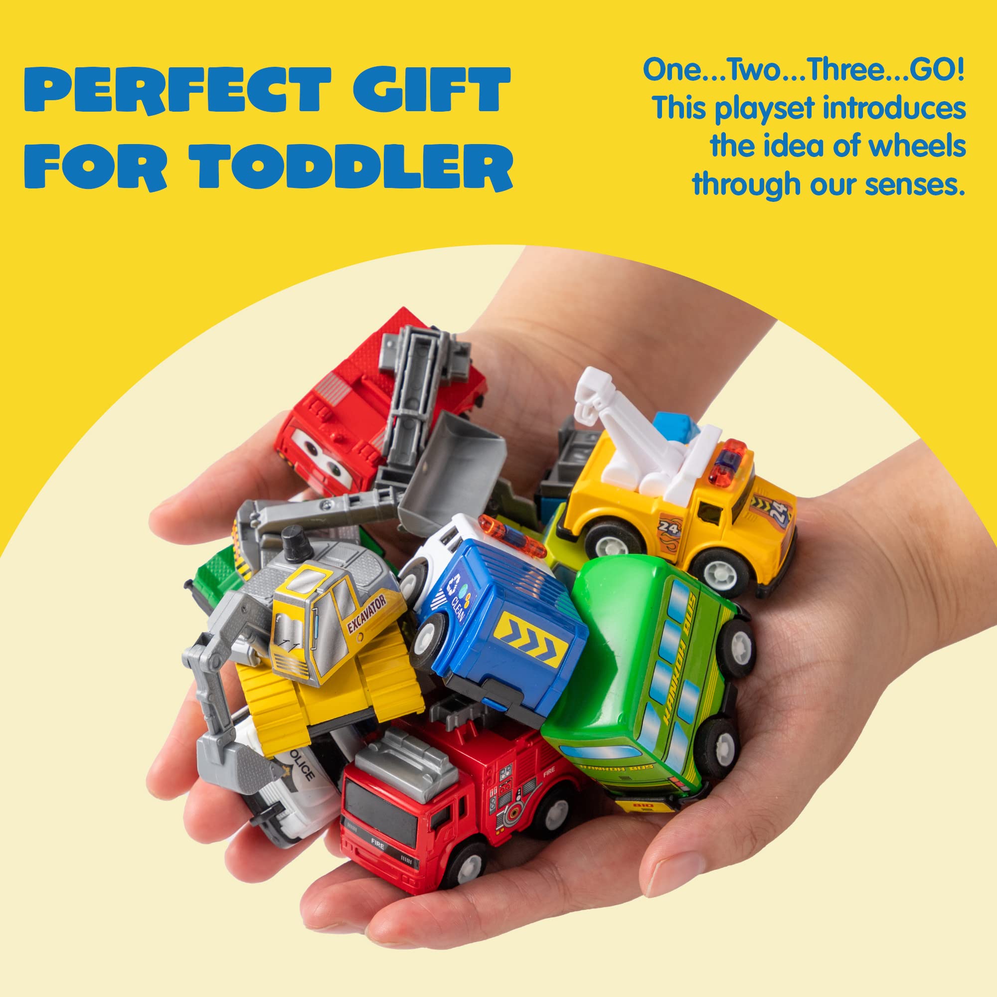 JOYIN 36 Piece Pull Back Cars, Friction Powered Race Cars Vehicle Set for Toddlers, Boys
