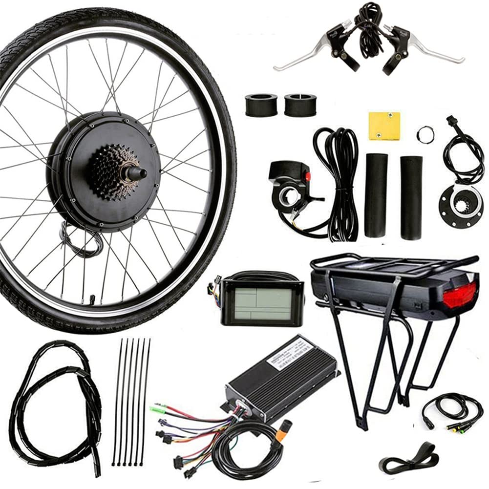 FAJOME Electric Bicycle Brushless Motor Kit - DIY Rear Wheel E-Bike Conversion Kit with LCD Display & Battery (Optional) for Mountain Road Bike (Color : 48v1000W+48V 12AH, Size : 29")