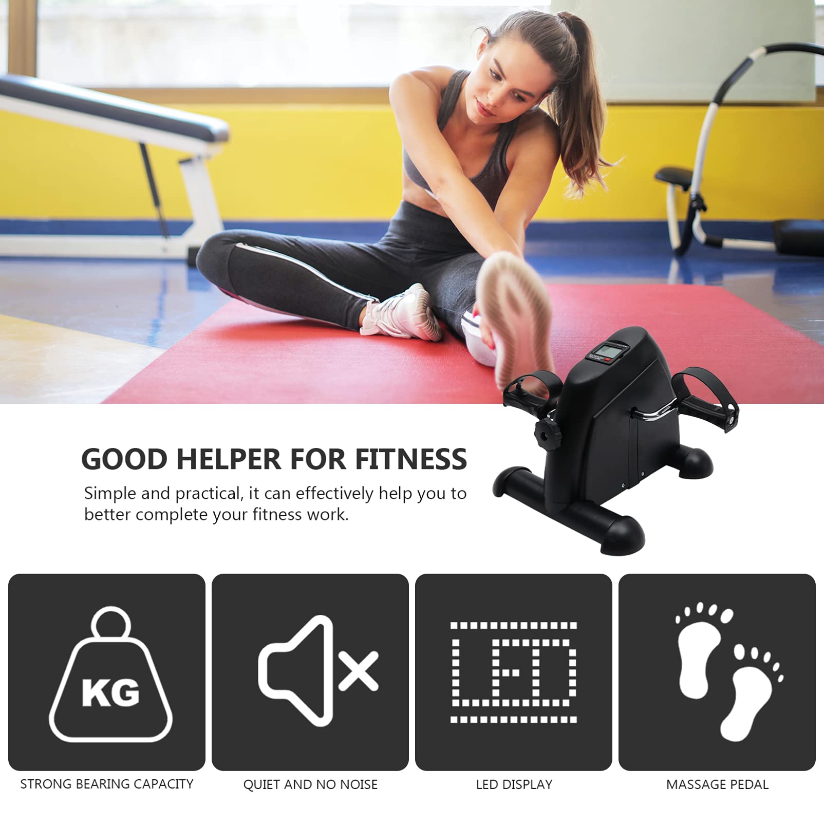 FARUTA Stepper for Exercise Stepper with Resistance Bands Aerobic Motor Household Adjustable Treadmill Pedal Black