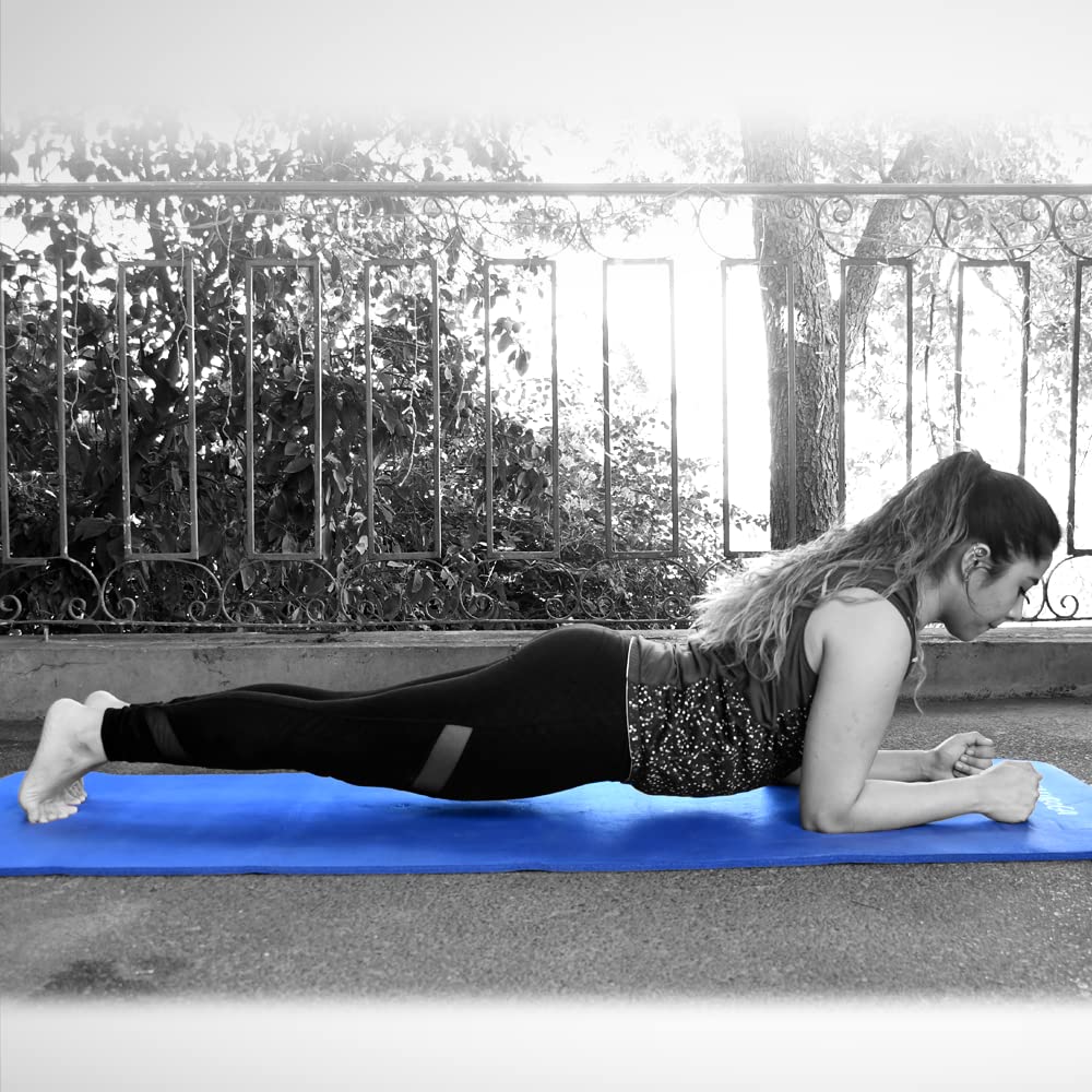 Extra Thick Yoga Mat | Non Slip Backing | 0.4 Inch Thick Foam | Includes Adjustable Carrying Straps | Perfect for at Home or on the go workouts (Black)