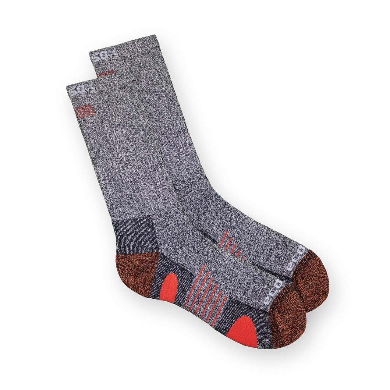 Ecosox Bamboo Full Cushion Hiking | Outdoor Socks 3 PAIRS (Large, Black/Orange) (US, Alpha, Large, Large, Regular, Regular, Black/Orange)