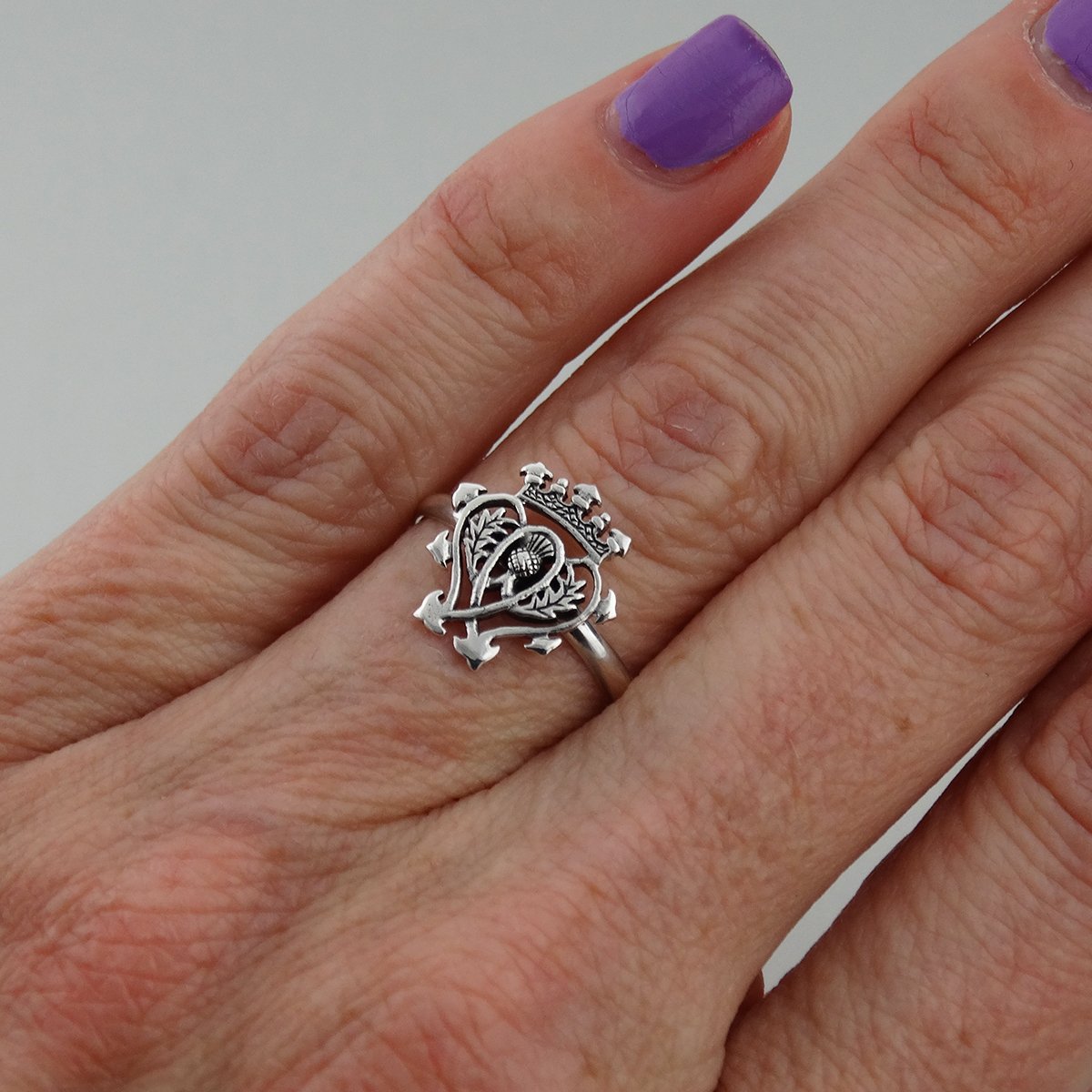 FashionJunkie4Life Sterling Silver Scottish Luckenbooth Ring with 2mm Band, Sizes 6, 7, 8, 9 (7)