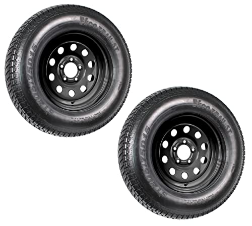 eCustomrim 2-Pack Trailer Tire On Black Wheel Modular Rim ST205/75D15 LRC 5 Lug On 4.5 15 x 5-2 Year Warranty w/Free Roadside