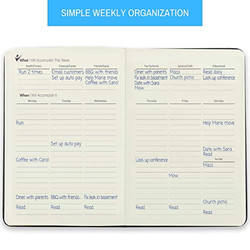 Goal Crazy Undated Planner - 90 Day Guided Journal, 2023 2024 Weekly Organization, Productivity Habit Tracker, Inspirational, Life Setting, Rose Gold, Pink Leather, Almond Pages
