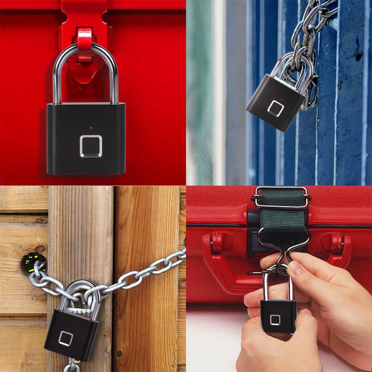 Fingerprint Padlock, One Touch Open Gym Lock for Locker, Sports, School & Employee Locker, Suitcase (No App, No Bluetooth & No Breaking into Troubled)