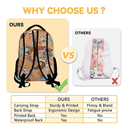 PAKKITOP Capybara Backpack for Girls Boys, 16" Cute Backpack for School, Brown Print Lightweight Bookbag for Students, Gifts for Capybara Lovers