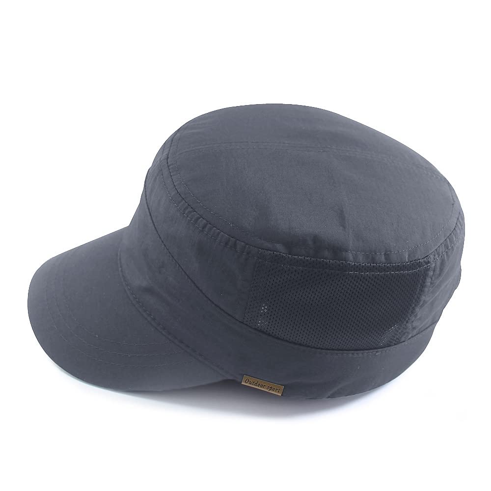 FASHIXD Mesh Military Cap Plus Size Hats for Men Summer XL Army Hats Quick Qry Short Bill Hat Cadet Cap (as1, Alpha, x_l, Dark Grey)
