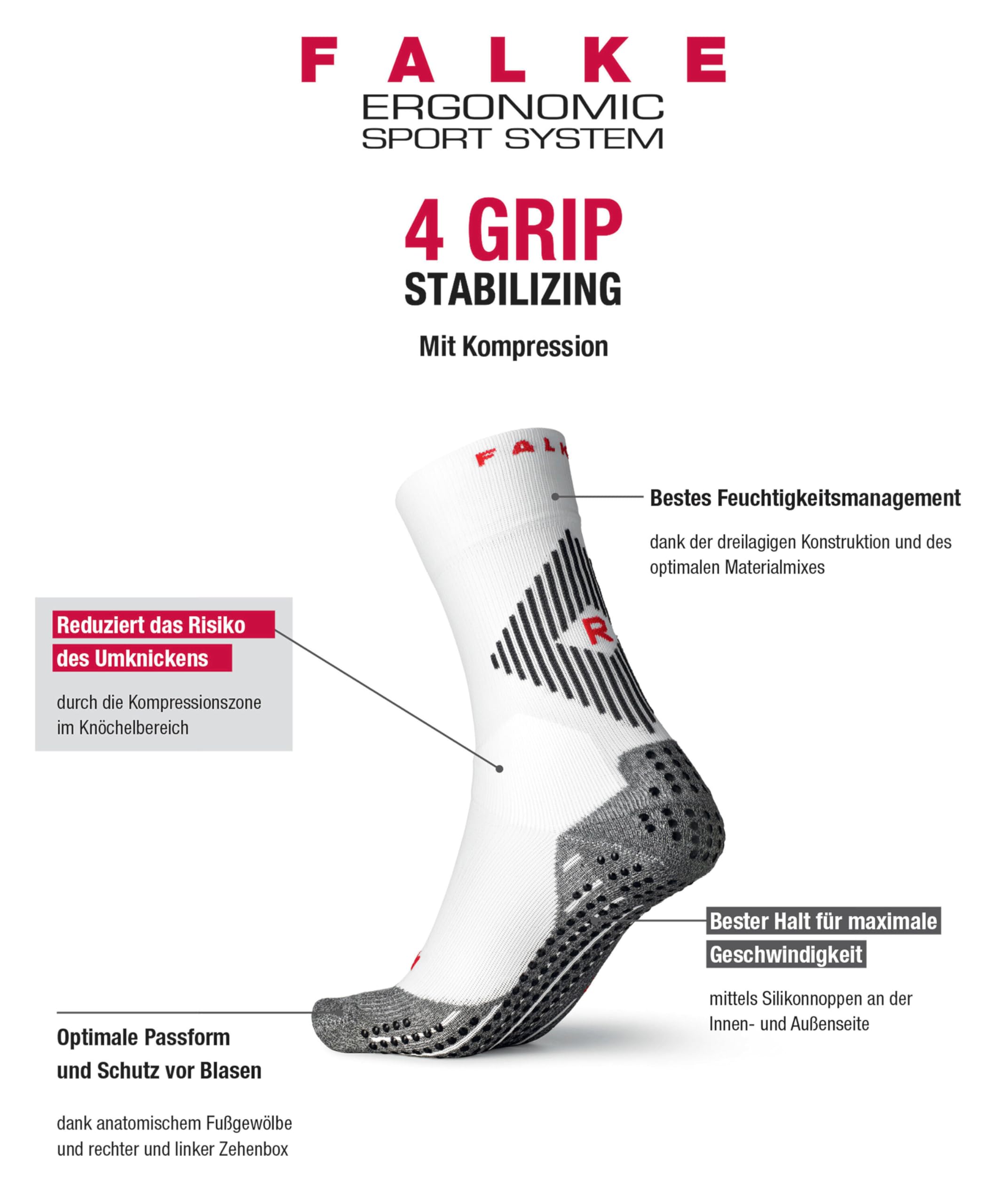 FALKE Unisex 4 GRIP Athletic Socks, Mid Calf, Sole Grips, Light Weight Sport Sock, Breathable Quick Dry, Lyocell, Blue (Blue 6449), 9-10, 1 Pair