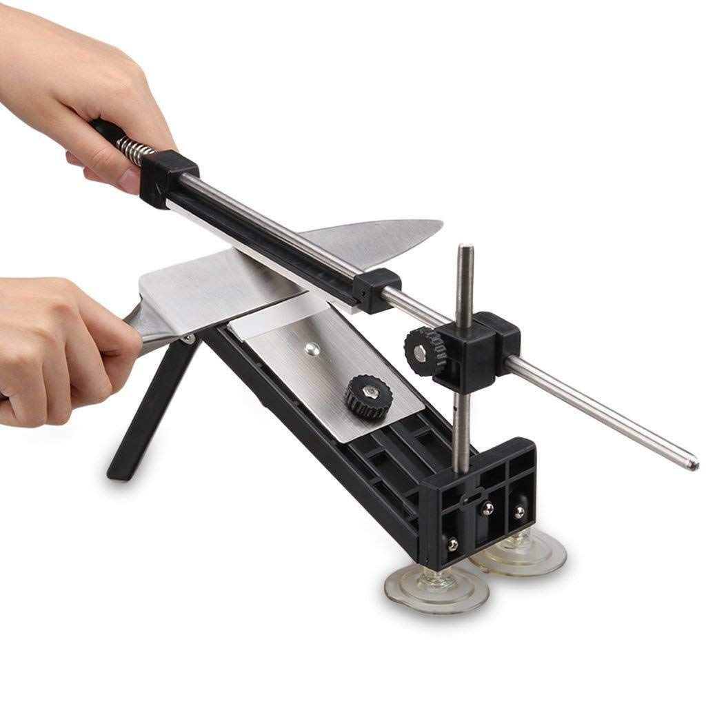 Dj siphraya Knife Sharpener Kitchen Sharpening System Fix Angle With 4 Stones Black Made Of Stainless steel Size 44 x 9 x 7 CM Designed For Total Durability Knives Razor Sharp
