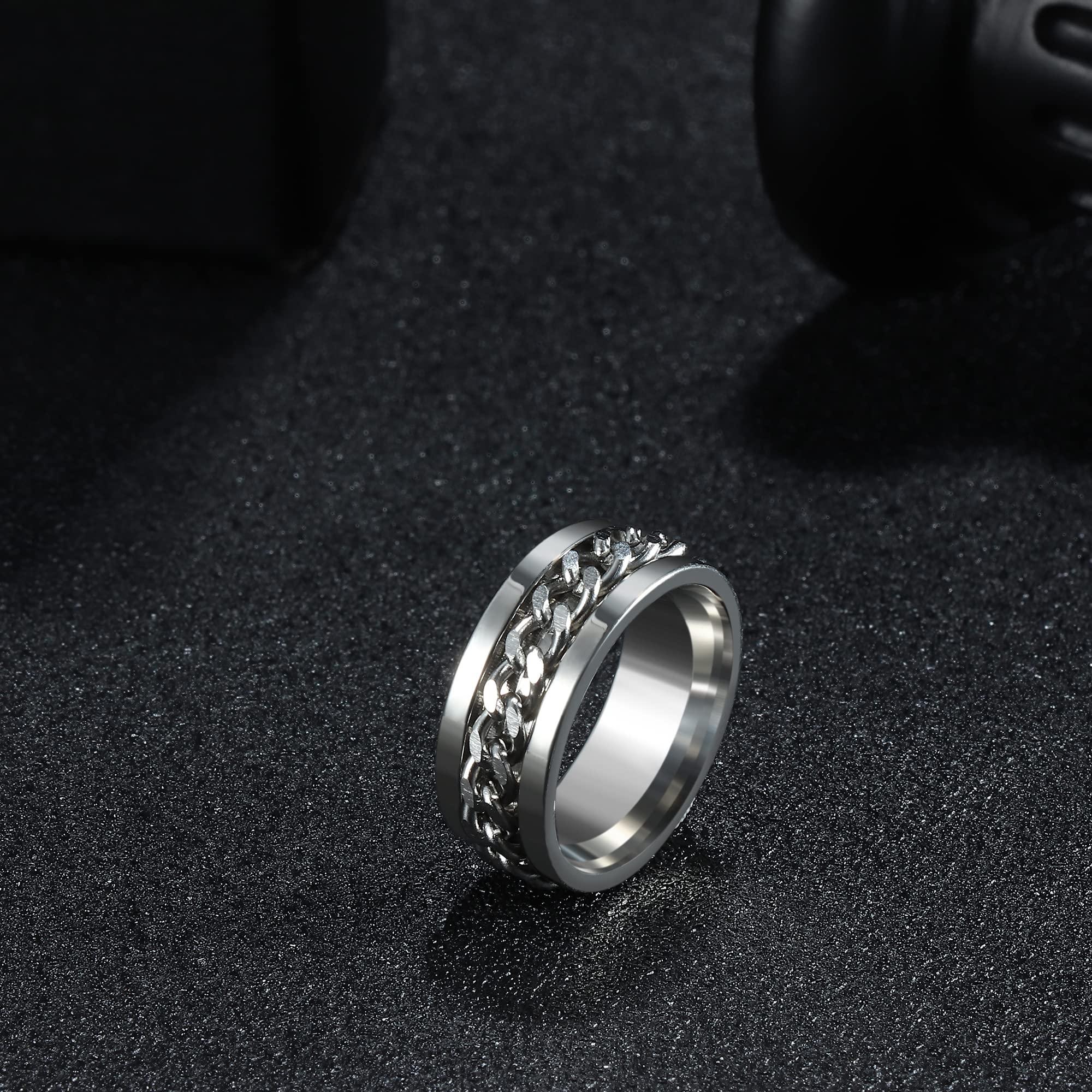 FASACCO Spinner Ring Stainless Steel Rings Fidget Ring Spinning Ring Anxiety Ring for Men Women Size 11