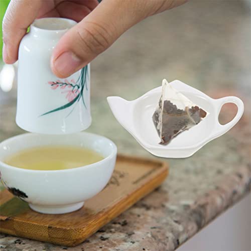 Tea Spoon Rest Jewelry Tray Ceramic Teabag Holder, Tea Bag Holder Teapot Shaped Resting Saucer Spoon Rests Teabag Saucer Seasoning Dish Loose Tea Dish Jewelry Organizer Stand