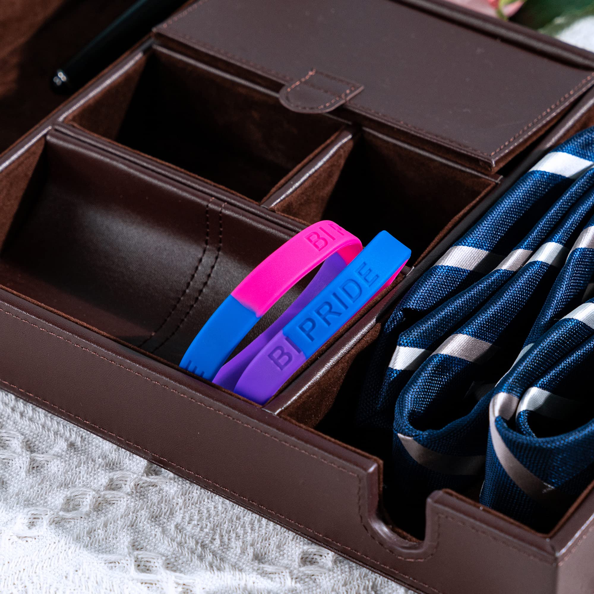 Fundraising For A Cause 50 Pack Bisexual Gay Pride Silicone Bracelets - Purple/Blue/Pink BI Pride Flag Rubber Wristbands