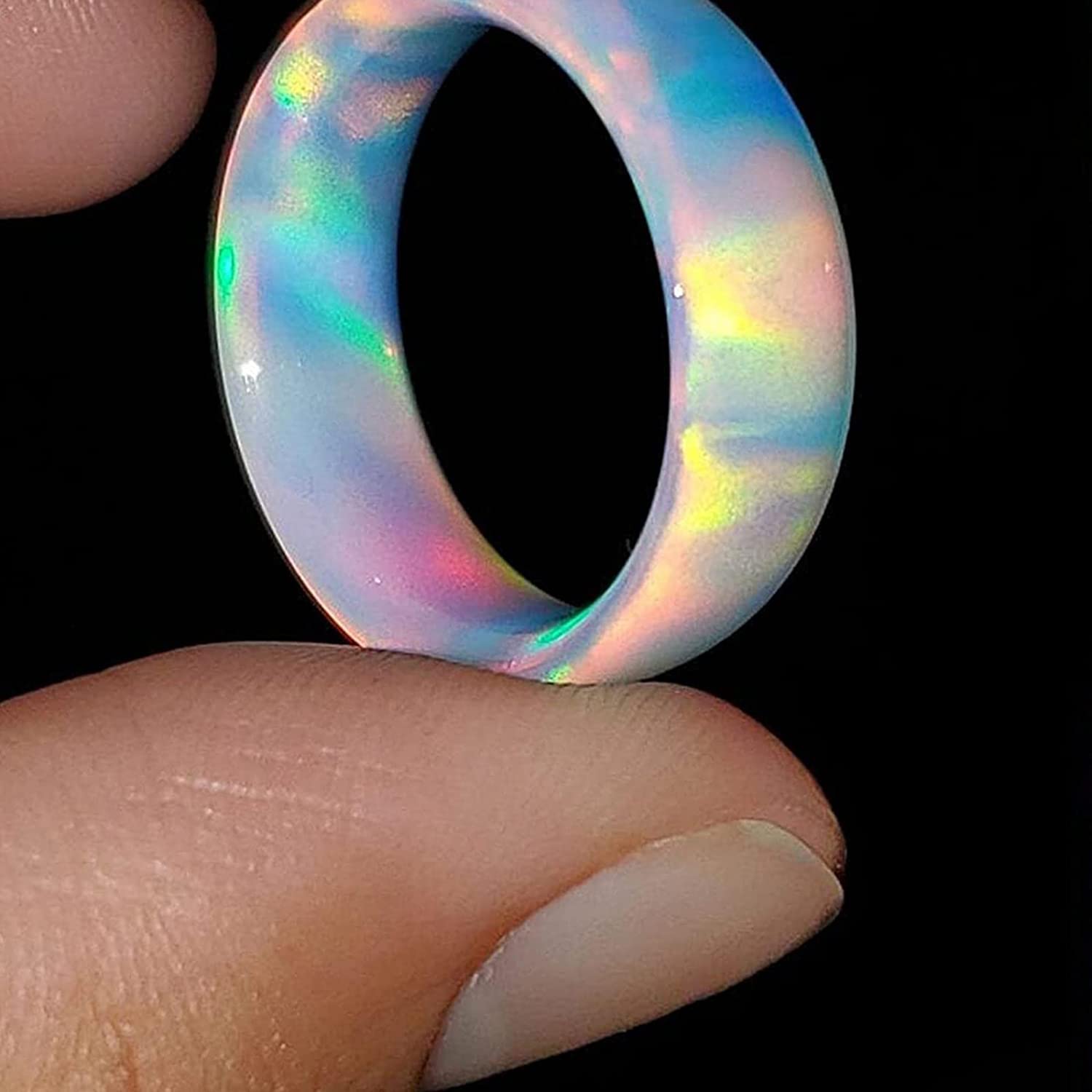 gumihvay Blue Acrylic Ring for Womens Girls Classic Silicone Colorful Thick Ring Cute Trendy Rings 08