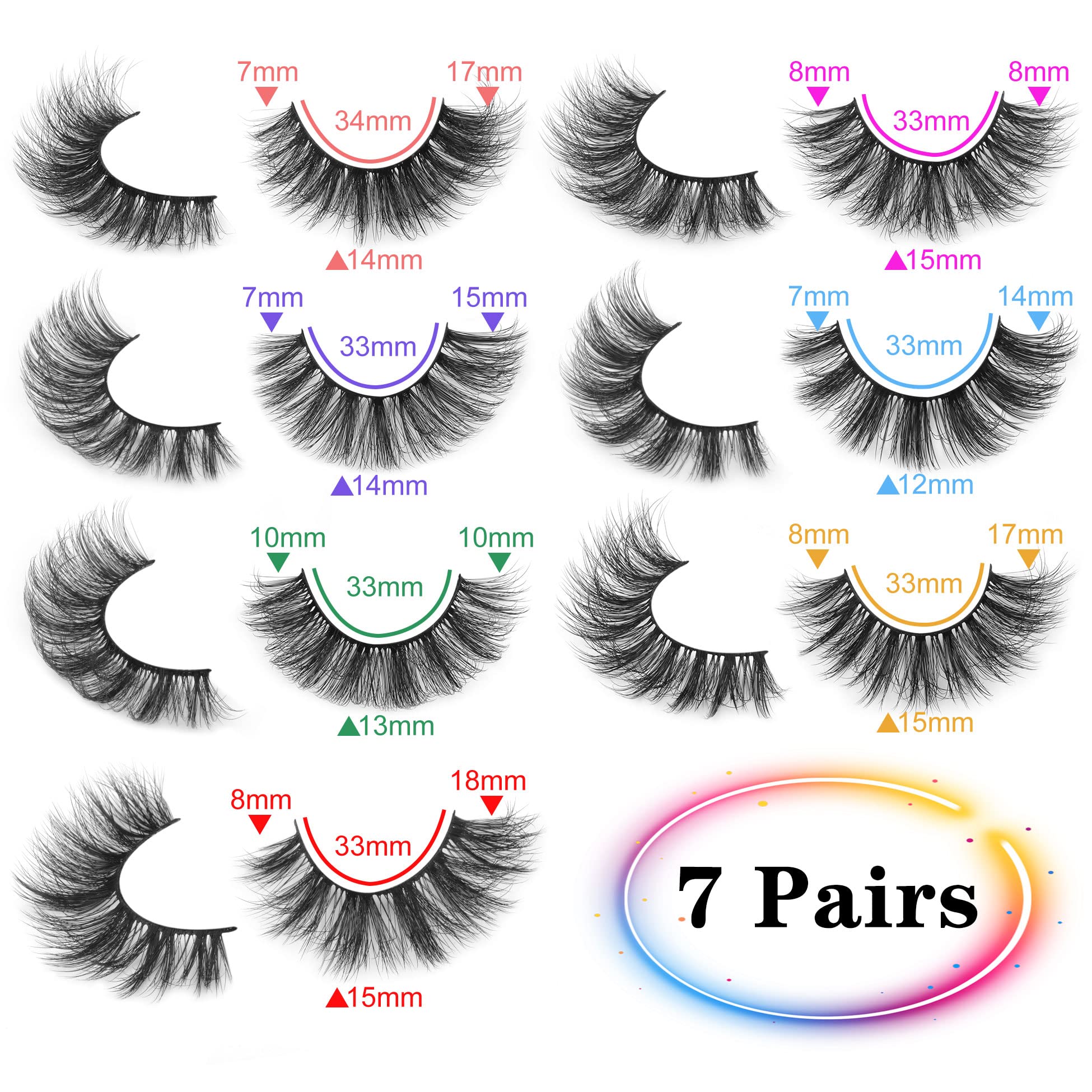 Natural Lashes Mink 7 Styles False Eyelashes Wispy Fluffy Lashes Look Like Extensions 4D Volume Fake Eyelashes 21 Pairs Eye lashes Pack by EYDEVRO (12-15mm)