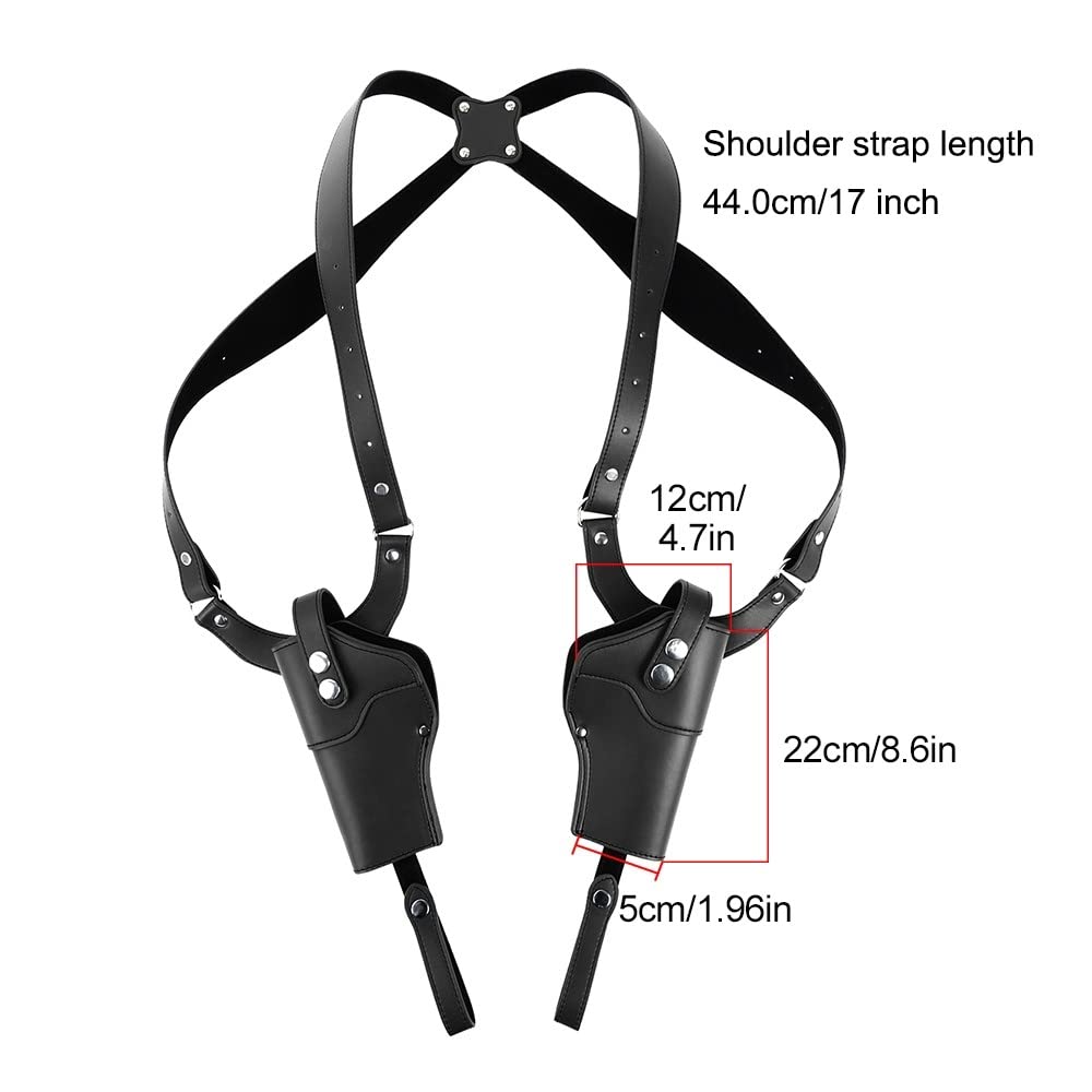 Dual Shoulder Holster, PU Leather Gun Holster Adjustable Concealment Holster for Men Women(Include Spare Screws) Black