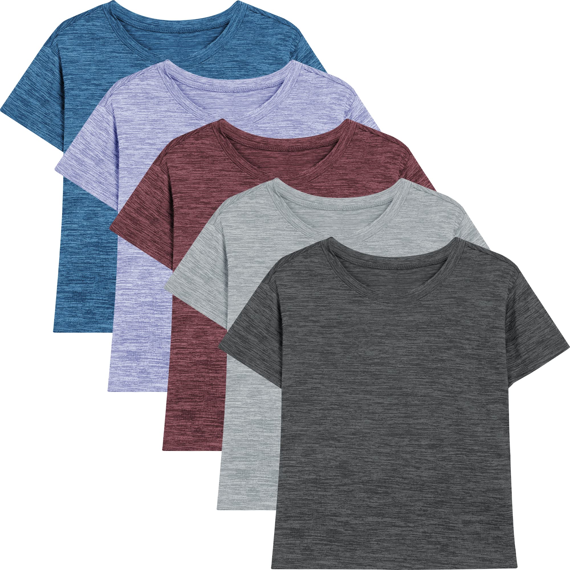 Girls Short Sleeve T Shirts Crew Neck Active Tops Soft Athletic Performance Tees Shirts