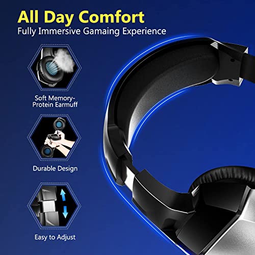 Gaming Headset for PS4 PS5 PC, Headphones Stereo 7.1 Surround Sound, 3.5mm Audio Jack Over Ear with Microphone, Wired 50mm Drivers Xbox, Laptop…
