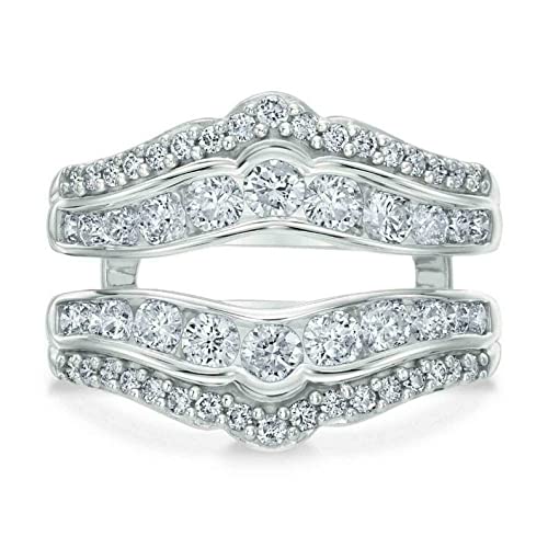 DRISHYA FASHION 1.80 Ct Round Cut Simulated Diamond Wedding Anniversary Ring 14k White Gold Plated Enhancer Ring Guard (5)