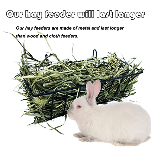 Rabbit Hay Feeder Rack Guinea Pig Hay Dispenser for Cage Hanging Metal Feeder Small Animals Hay Holder Manger for Rabbits Guinea Pigs Chinchillas Ferrets (9.05 x 3.93 x 2.95 in)