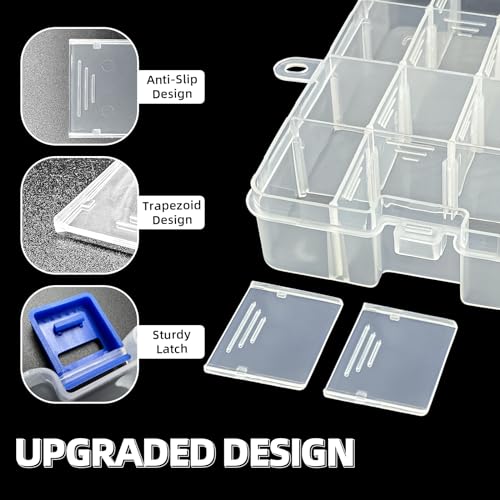 DUOFIRE Plastic Organizer Container Storage Box Adjustable Divider Removable Grid Compartment for Jewelry Beads Earring Container Tool Fishing Hook Small Accessories(34 Grids, White X 1)