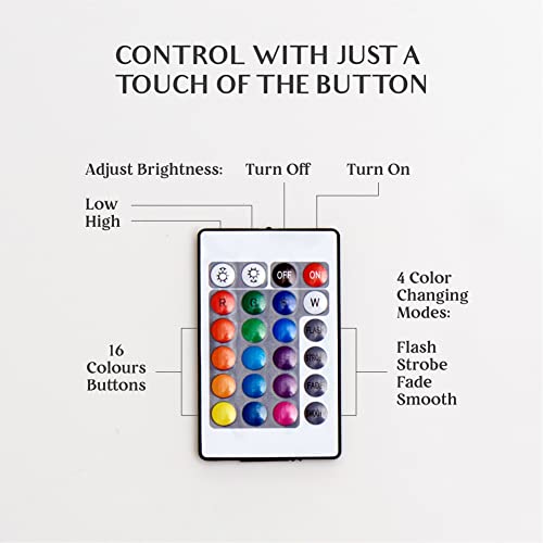 Mydethun 16 Colors Moon Lamp - Home Décor, Party Light with Brightness Control, LED Night Light, Bedroom, Living Room, Meditation, Birthday Gift, with Remote Control and Wooden Base, 4.7"