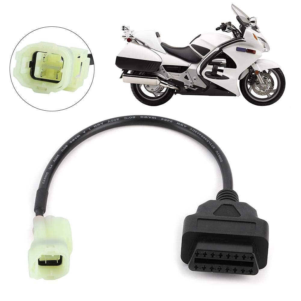 Duokon 4 Pin OBD2 Adapter, Small Size OBD2 Convertor Motorcycle Fault Detection Parts Fit for Motorbikes or Similar