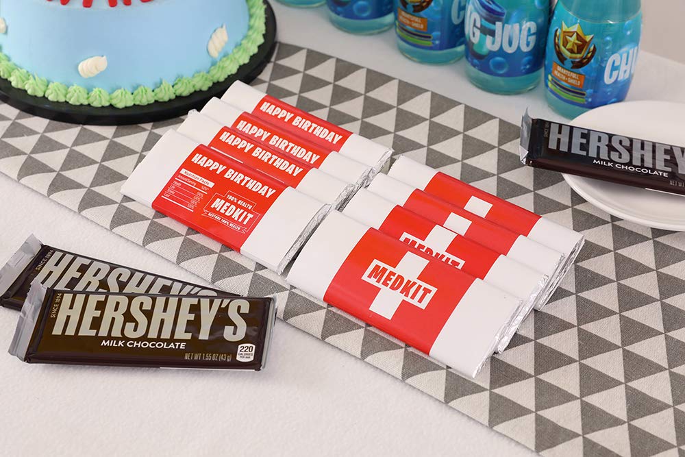 Game Party Supplies Chocolate Bar Medkit Labels With Foil Wrappings For Birthday Party Game Birthday Party Decorations (24+24 Count)