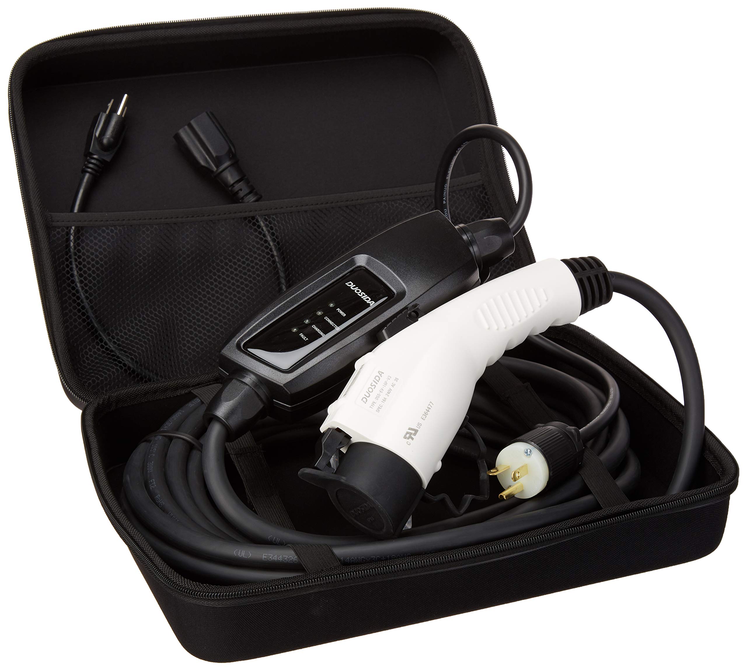 Duosida Level 1+2 EV Charger(120-240V,16A,25ft) Portable EVSE Home Electric Vehicle Charging Station Universal