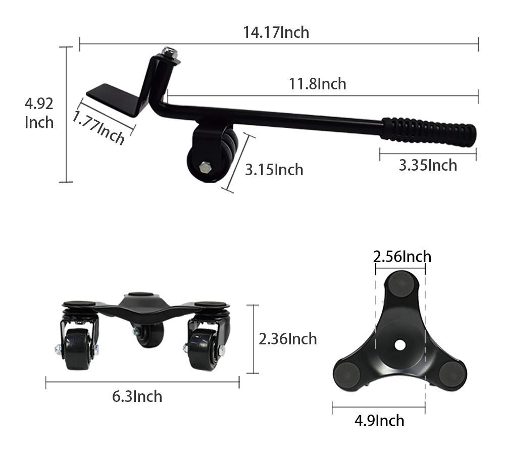 Furniture Moving Artifact Heavy Object Movers with Universal Wheel Crowbar Three Wheel Mover Dolly with Casters Triangle Iron Mover Heavy Moving Tool for Furniture Sofa Bed Bookcase